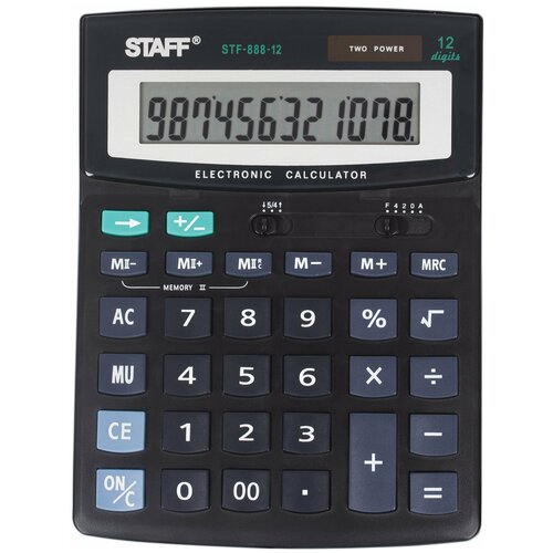 Калькулятор бухгалтерский STAFF STF-888-12, черный