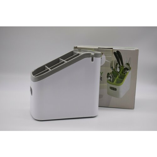 Подставка-сушилка для столовых приборов с точилкой 17х17х11см / Вкладыш для хранения посуды (серый)