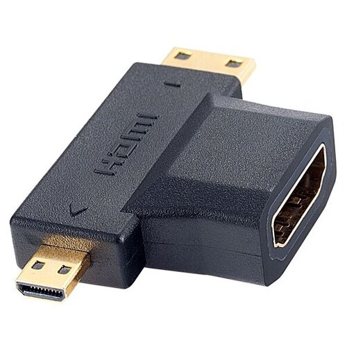 Переходник/адаптер Perfeo HDMI - miniHDMI - microHDMI (A7006), 0.05 м, черный..