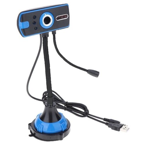 Веб-камера VGA Q20 с внешним микрофоном, черно-синяя