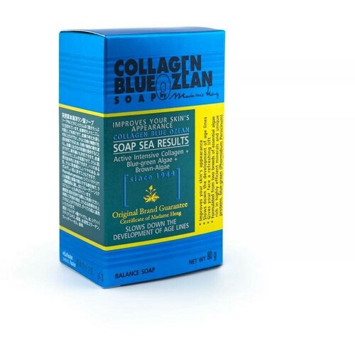 COLLAGEN BLUE OZEAN SOAP, Madame Heng (Мыло коллагеновое с экстрактами морских водорослей антивозрастное для умывания и снятия макияжа, Мадам Хенг), 80 г.