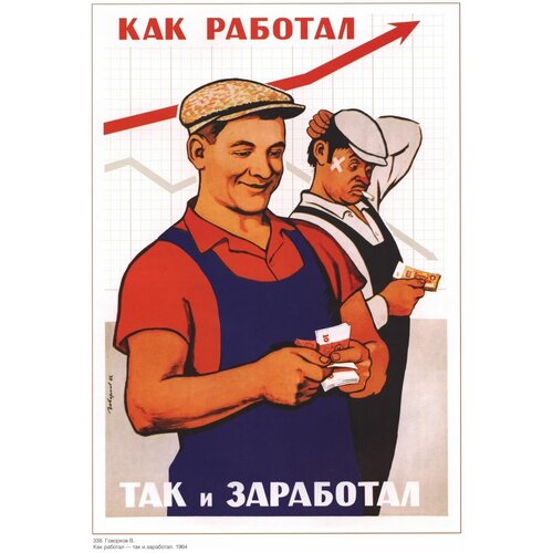 Как работал, так и заработал. Идеология советский постер на жести 20 на 30 см. шнур-подвес в подарок