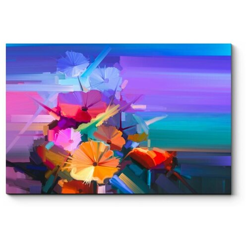 Модульная картина Цветочная абстракция, букет гербер120x80