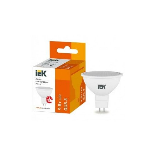 Светодиодная LED лампа IEK MR16 GU5.3 220V 9W(810lm) 3000К 2K 50x50 матовая LLE-MR16-9-230-30-GU5 (упаковка 12 штук)