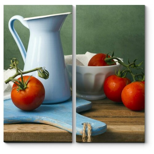 Модульная картина Спелые томаты на ветке 120x120