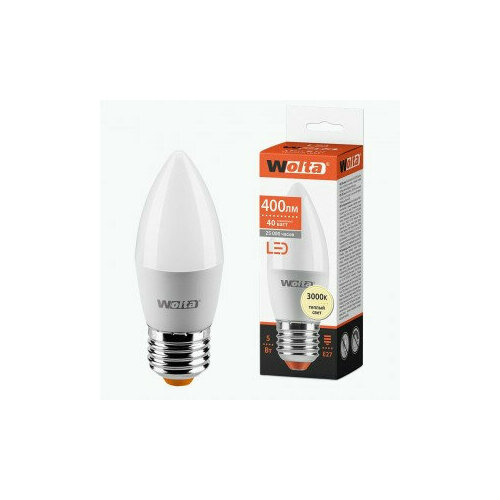 Светодиодная LED лампа Wolta лампа свеча С37 E27 5W (400lm) 3000К 3K 102x38 25YC5E27 (упаковка 12 штук)