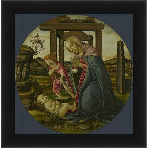 Плакат, постер на холсте The Virgin and Child with Saint John the Baptist. Сандро Боттичелли. Размер 30 на 42 см