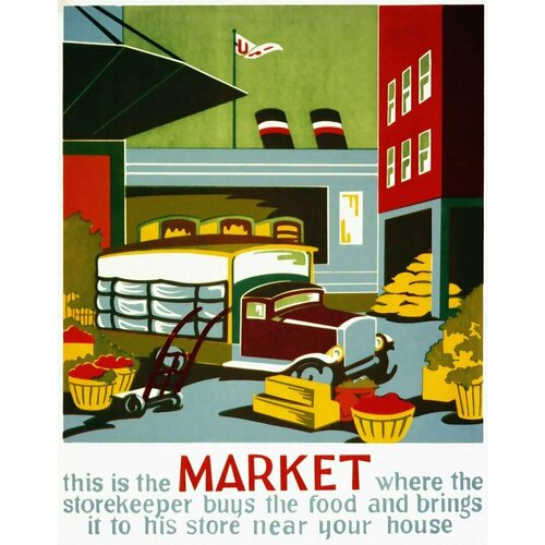 Плакат, постер на бумаге Market/Рынок. Размер 42 на 60 см