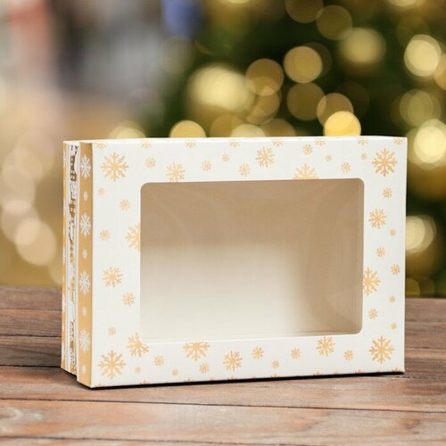 Коробка складная, крышка-дно, с окном "Счастливого Нового Года" 21 х 15 х 7 см