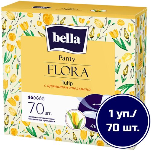 Bella прокладки ежедневные Panty Flora Tulip, 2 капли, 70 шт., желтый