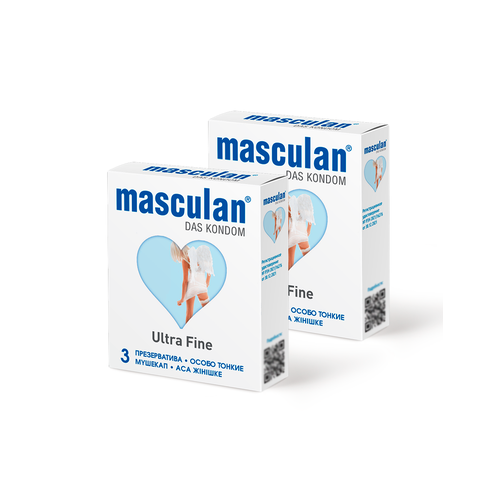 Презервативы masculan Ultra Fine №3, 2 упаковки (6 презервативов, особо тонкие, прозрачные с обильной смазкой)