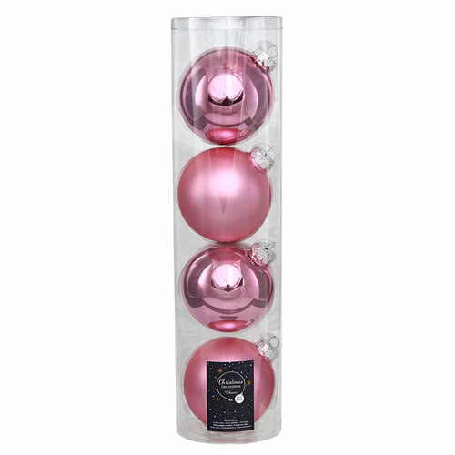 Kaemingk/Winter Deco Набор стеклянных шаров 10 см розовое конфетти mix, 4 шт 141574
