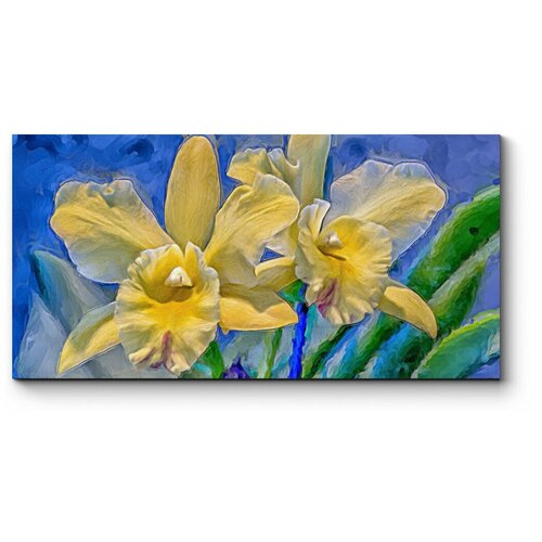 Модульная картина Нежные желтые орхидеи 160x80