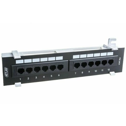 Патч-панель NETLAN 12 портов, RJ-45, 1U, саt. 5е, настенная, EC-UWP-12-UD2