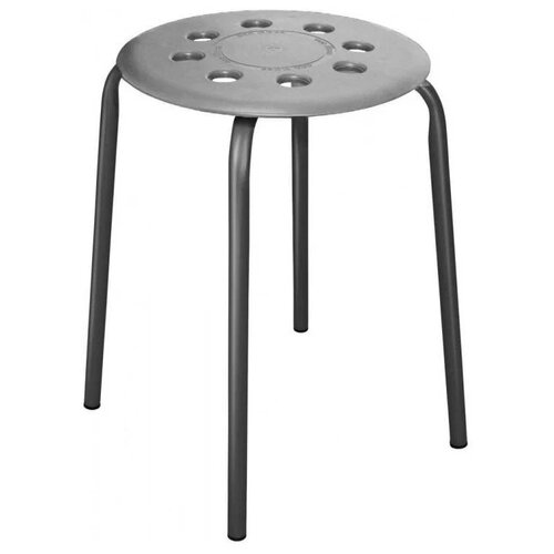 Табурет Nika с пластмассовым сиденьем ТП01, металл, цвет: серый