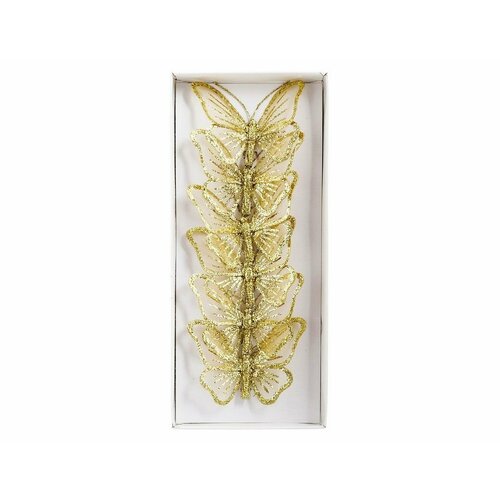 Набор декоративных бабочек грета ото, органза, золотой, 9 см, 6 шт, Edelman