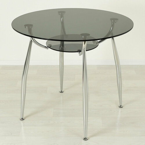 Круглый стеклянный стол Вокал 18-4 серый/хром D90