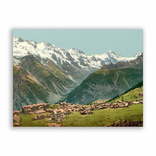 Постер, плакат на бумаге / Murren, general view, Bernese Oberland, Switzerland / Размер 60 x 80 см