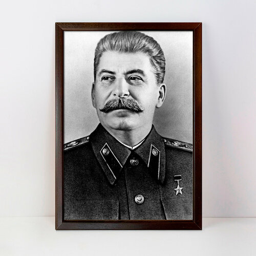 Портрет Сталина И. В. в рамке под дерево / А-3 (30x42 см.)