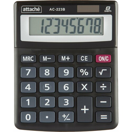 Калькулятор настольный комп Attache, AС-223B,8р, дв. пит, черн,134x107x34