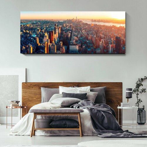 Картина на холсте "Закат в Нью-Йорке" размер 60-150 см