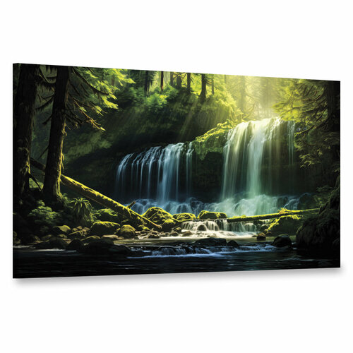 Интерьерная картина 100х60 "Водопад в лесу"
