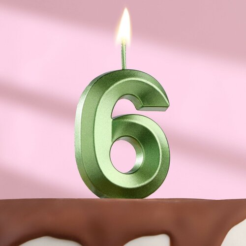 Свеча в торт на шпажке «‎Грань», цифра "6", изумруд, 5 см