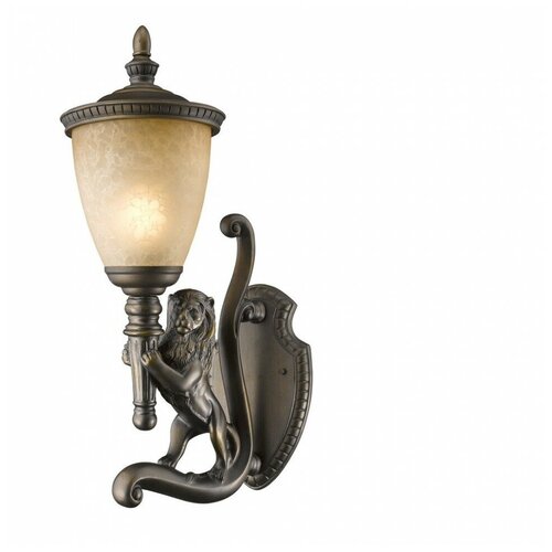 Favourite Уличный настенный светильник Guards 1337-1WL, E27, 60 Вт, цвет арматуры: коричневый, цвет плафона бежевый