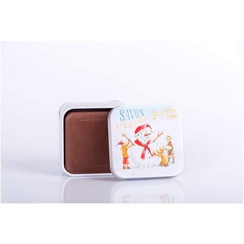 Туалетное парфюмированное мыло: с шоколадом в металлической коробке Снеговик 100 гр. (La Savonnerie de Nyons, Франция)