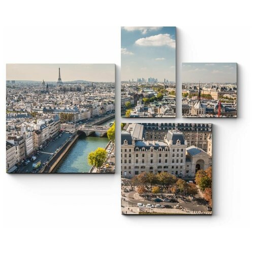 Модульная картина Пролетая над Парижем82x68