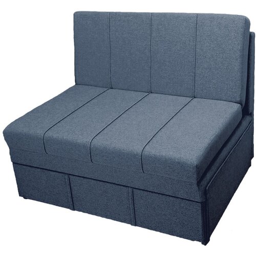 Диван-кровать StylChairs Сёма без подлокотников, с ящиком для белья, обивка: ткань, цвет: серо-синий