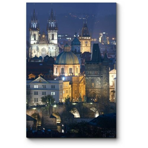 Модульная картина Ночная Прага прекрасна 30x45