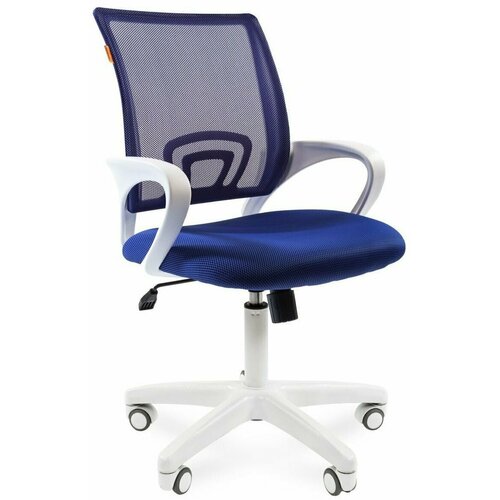 Компьютерное кресло Chairman 696 для оператора, обивка: сетка/текстиль, цвет: белый/синий
