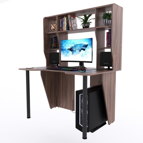 Компьютерный стол "Лакер" с большой надстройкой, 120х80х152,6 см, шимо тёмный