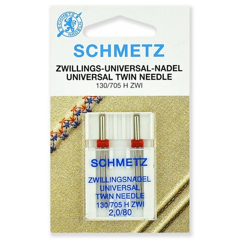 Игла/иглы Schmetz 130/705 H ZWI 2/80 двойные универсальные, серебристый, 2 шт.