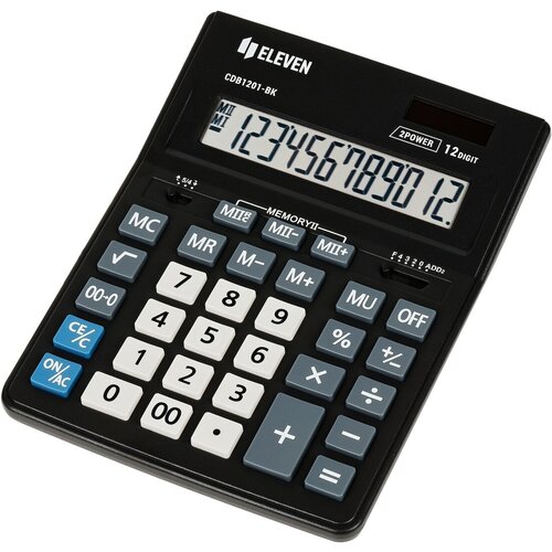 Калькулятор Eleven "Business Line", настольный, 12 разрядов, двойное питание, 155х205х35 мм, черный (CDB1201-BK)