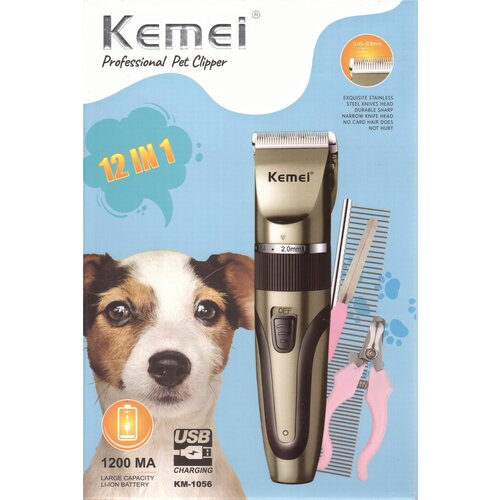 Мощная Беспроводная Машинка для стрижки волос животных, аккумуляторная машинка для стрижки волос Kemei KM-1056