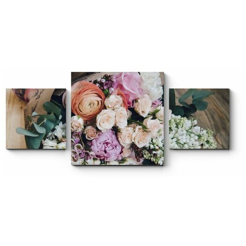 Модульная картина Весенний букет цветов140x60
