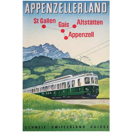 Постер / Плакат / Картина Поезда - Швейцарский поезд 40х50 см в раме