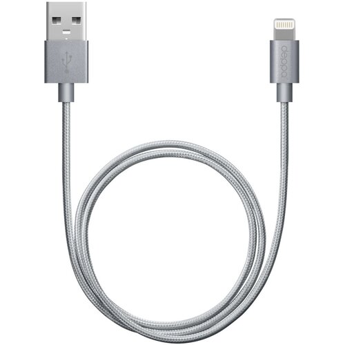 Дата-кабель USB-8-pin для Apple MFI Deppa серый 1.2м