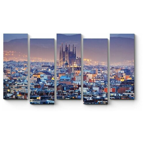 Модульная картина Величественная Барселона в сумерках130x75