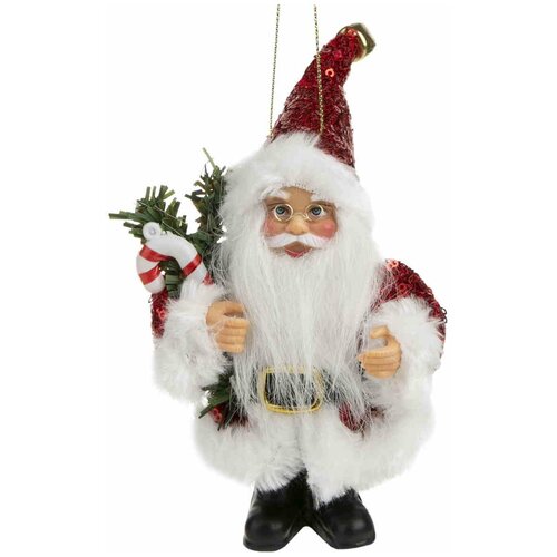 Новогодняя подвесная фигурка "Дед Мороз в красной шубке", 9x5x13 см