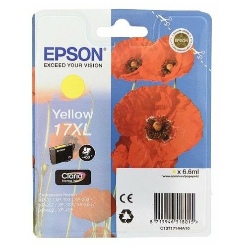 Картридж Epson C13T17144A10, 450 стр, желтый