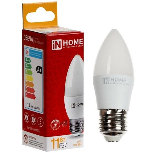 INhome Лампа светодиодная IN HOME LED-СВЕЧА-VC, 11 Вт, 230 В, Е27, 3000 К, 1050 Лм