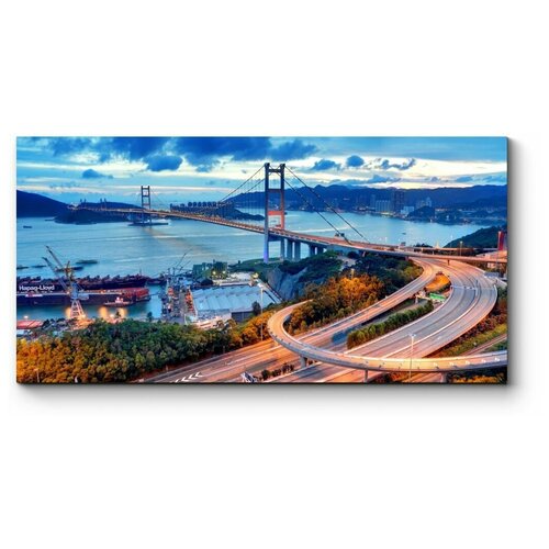 Модульная картина Великолепный вид на знаменитый мост Гонконга 50x25