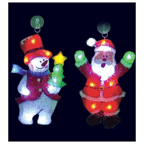 Панно Sh Lights Снеговик и Санта-Клаус, 20х, PKQE08SWS21/31/1, 30 см, разноцветный