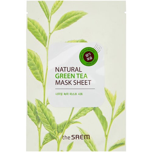 The Saem тканевая маска Natural Green Tea, 21 г, 21 мл