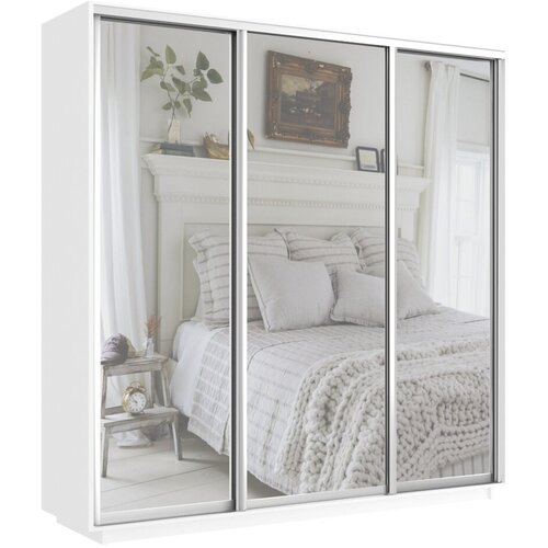 Шкаф купе для одежды, цвет Белый, 240Х180Х60 (ВхШхГ), 3 зеркала