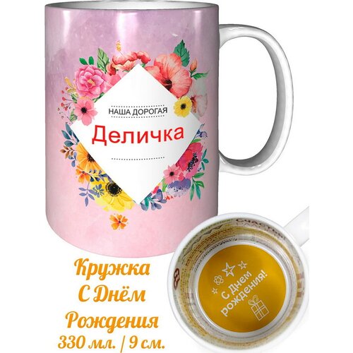 Кружка Деличка самая лучшая - с днём рождения внутри