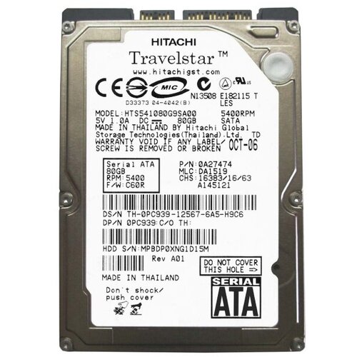 Жесткий диск Hitachi 0A27474 80Gb 5400 SATA 2,5" HDD